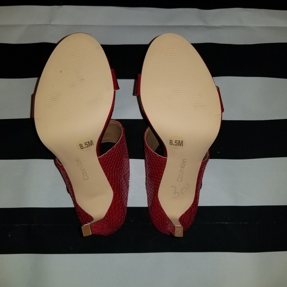 Calvin Klein | Shoes | Calvin Klein Cecily Python Red Dress Sandal ...